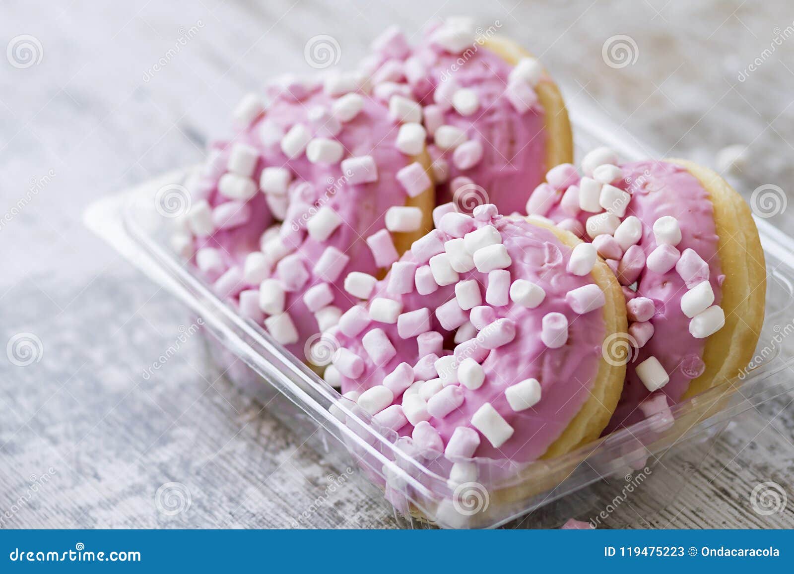 PInk marshmallow donuts stock image. Image of doughnut - 119475223