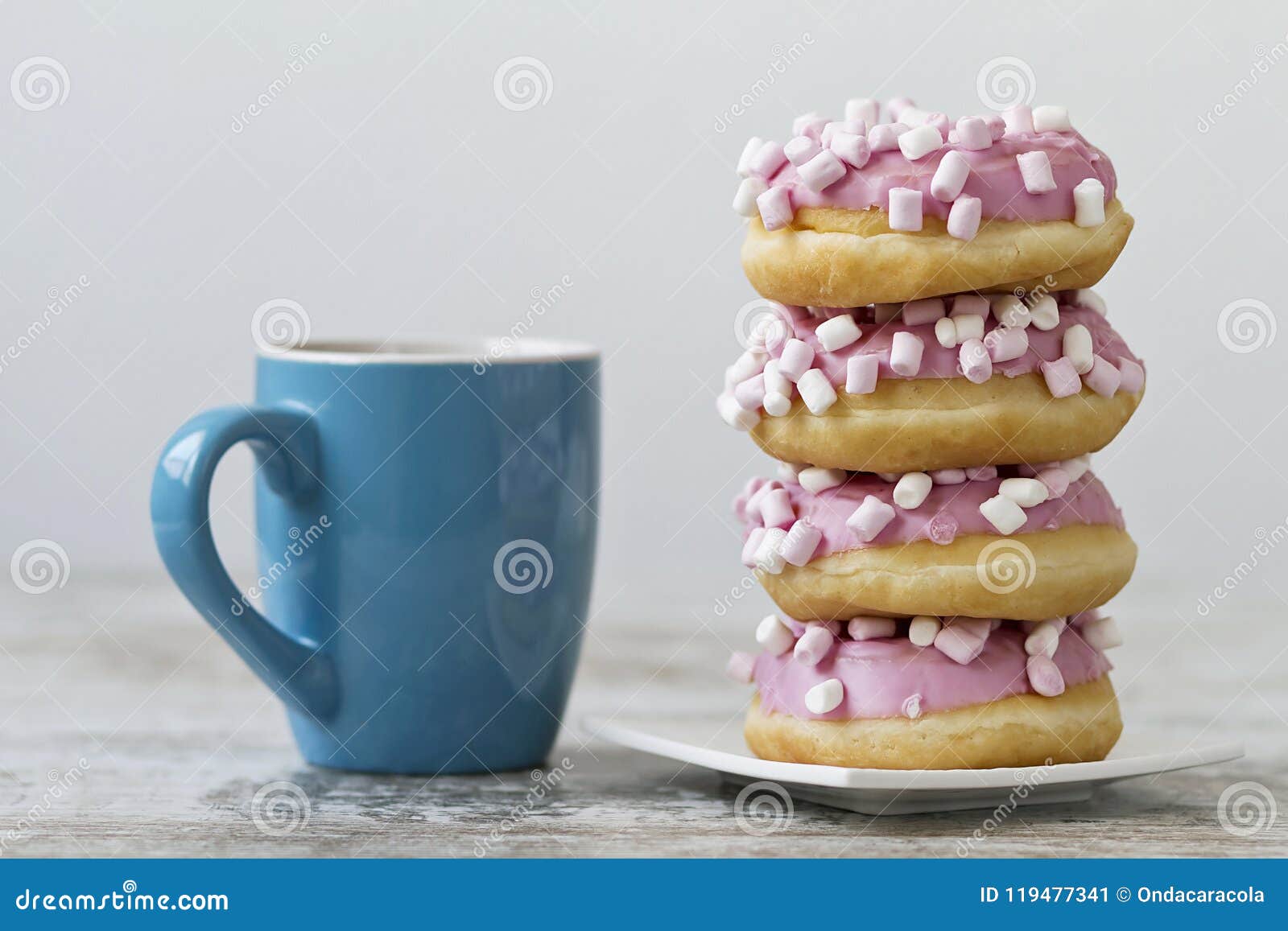 Pink marshmallow donuts stock image. Image of isolated - 119477341