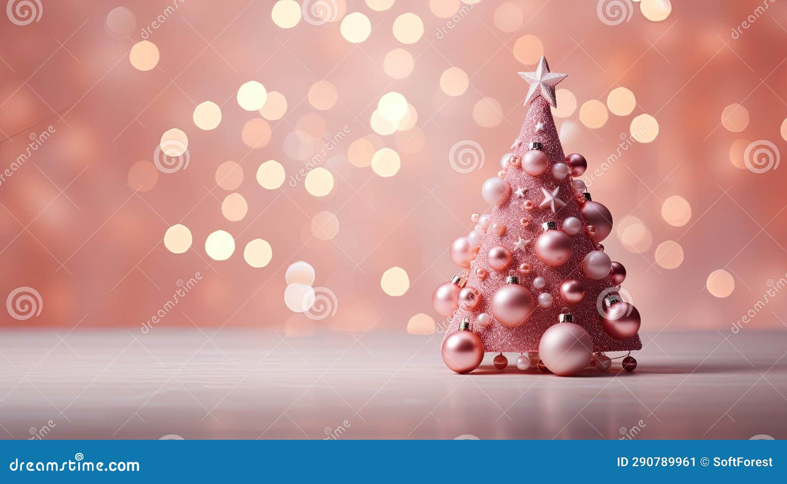 Pink Christmas Tree on Pink Background Stock Illustration ...