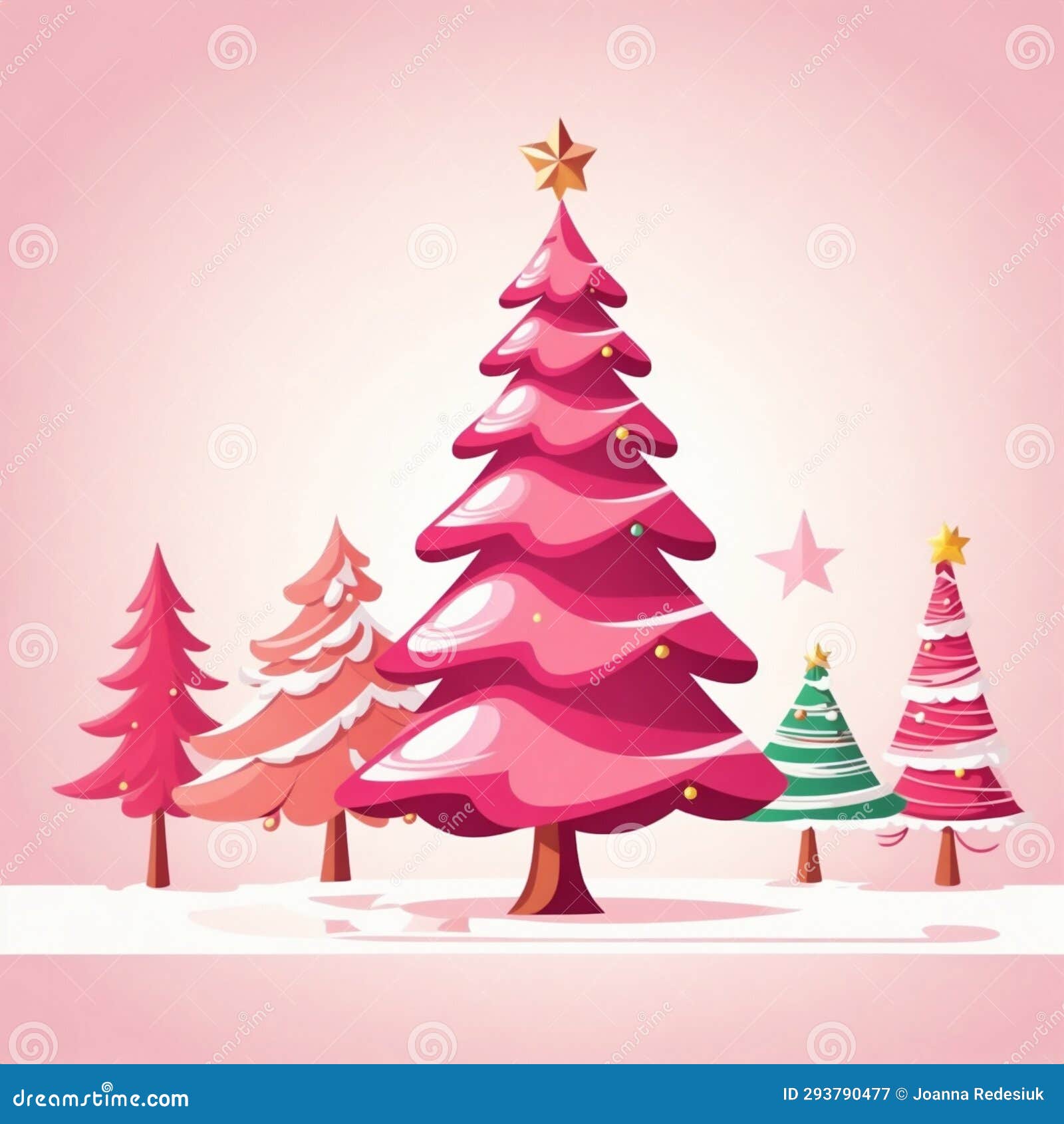 Pink Christmas Tree Graphics for Christmas Stock Illustration ...