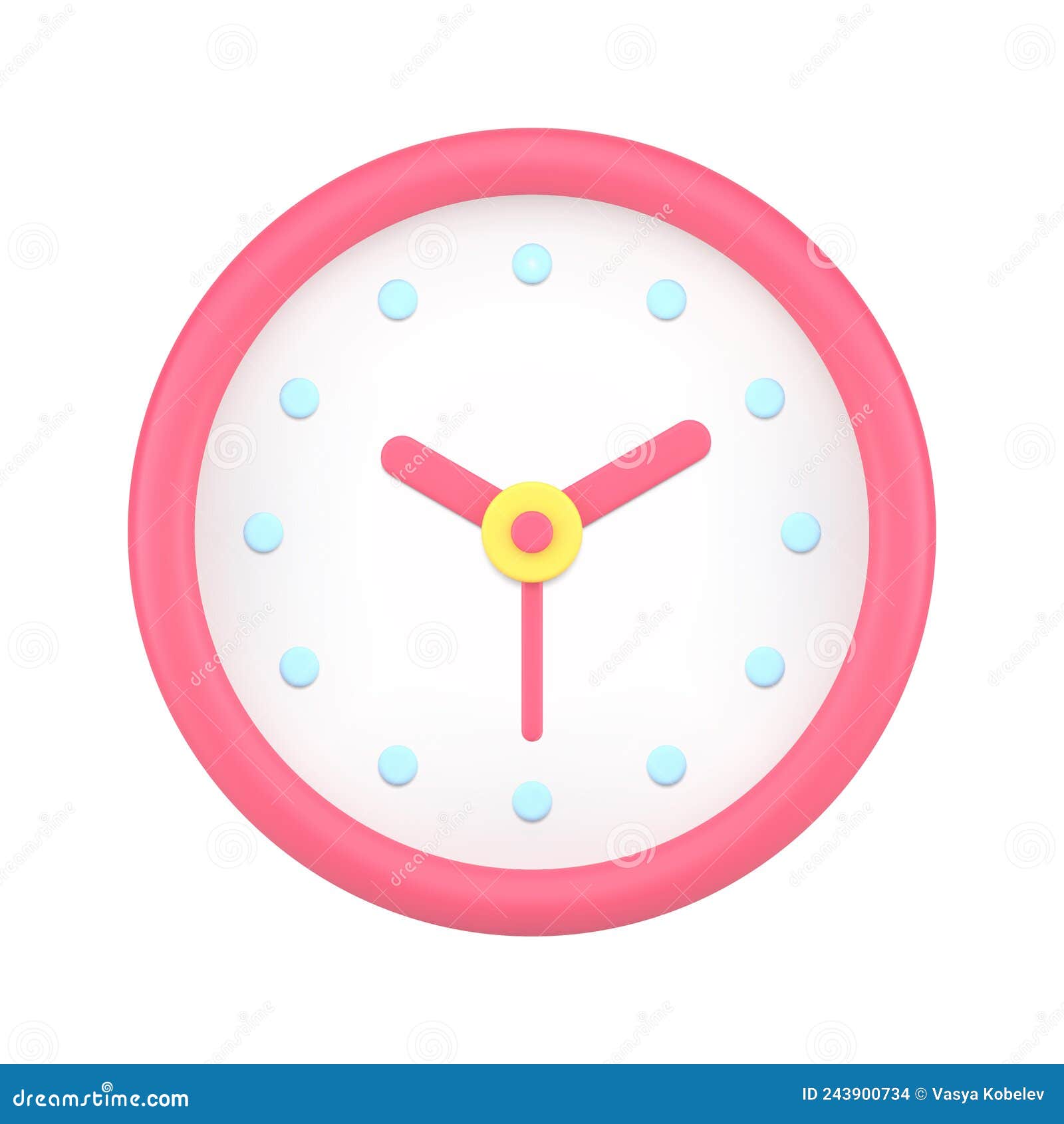 Pink Circle Clock 3d Icon Vector Illustration Stock Vector ...
