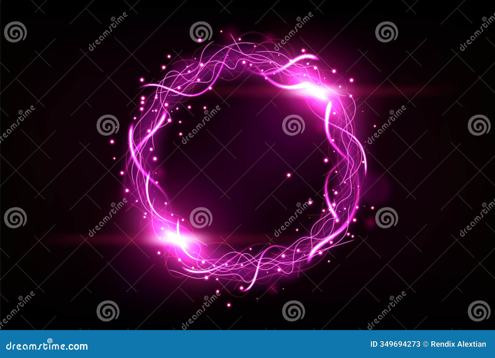 Pink Circle Lightning Ring with Sparks Effect, Vector Illustration ...