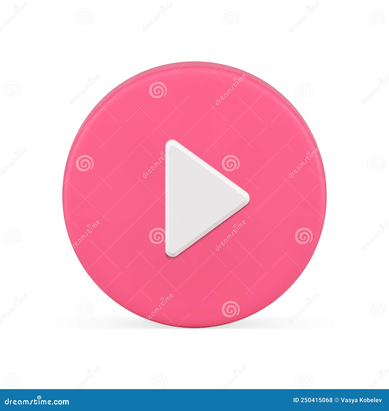 Pink Circle Play Button Right Arrow Pointer Realistic 3d Icon Vector ...