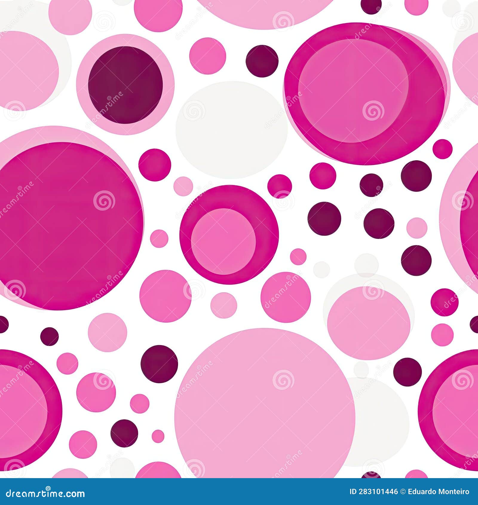 Pink Circles on a White Background with Confetti-like Dots (tiled ...