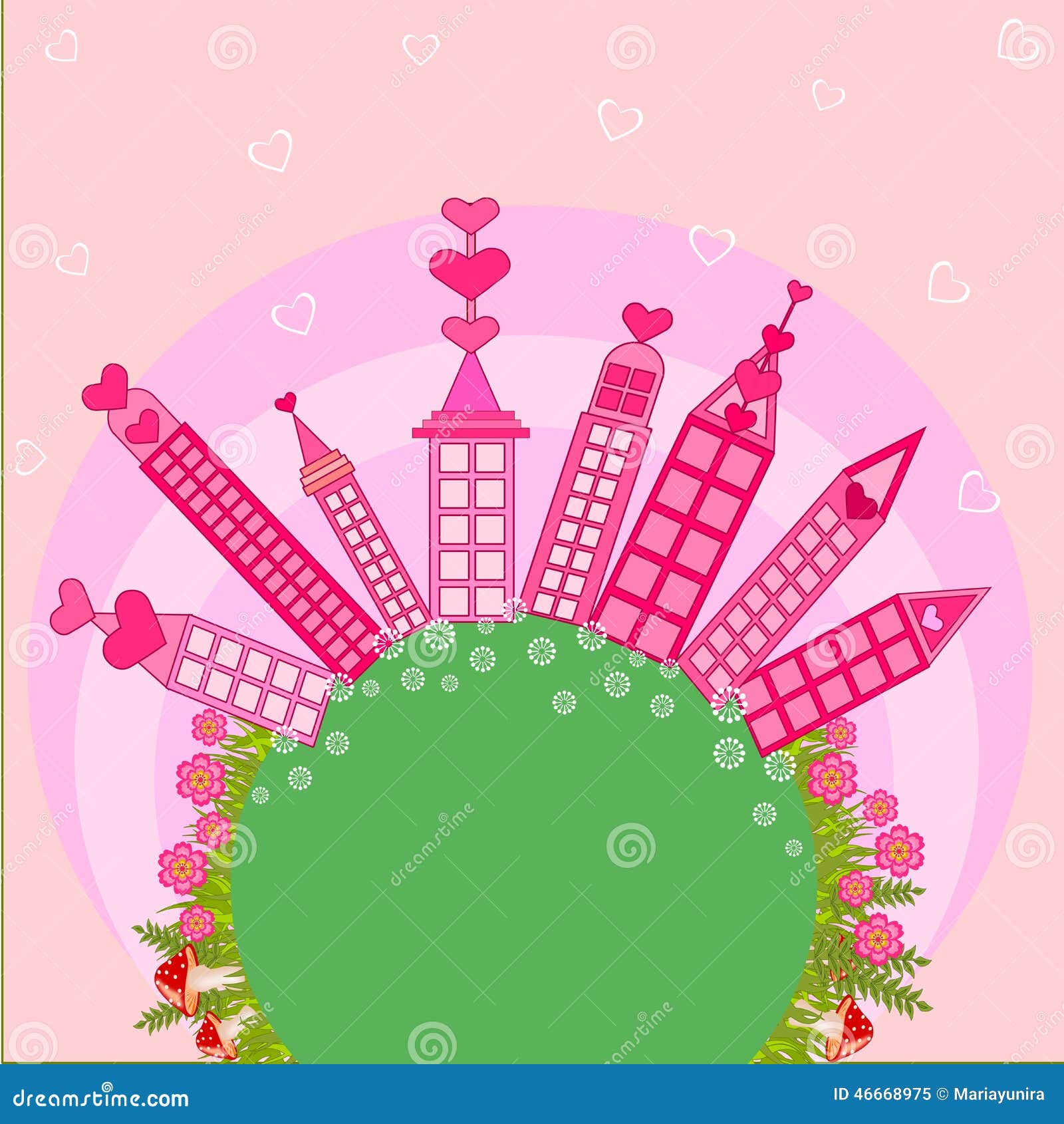 Pink City stock illustration. Illustration of drawing - 46668975