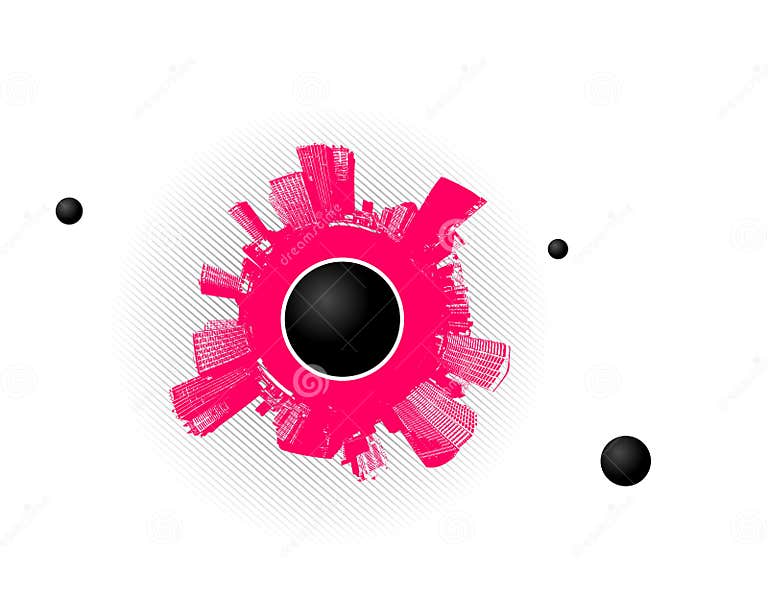Pink City with in the Space. Vector Stock Vector - Illustration of ...
