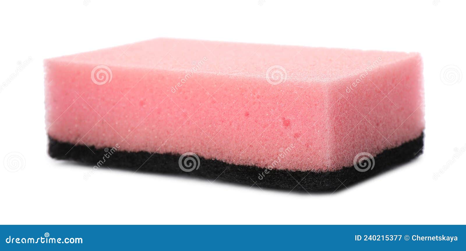 Pink Cleaning Sponge with Abrasive Black Scourer Isolated on White ...