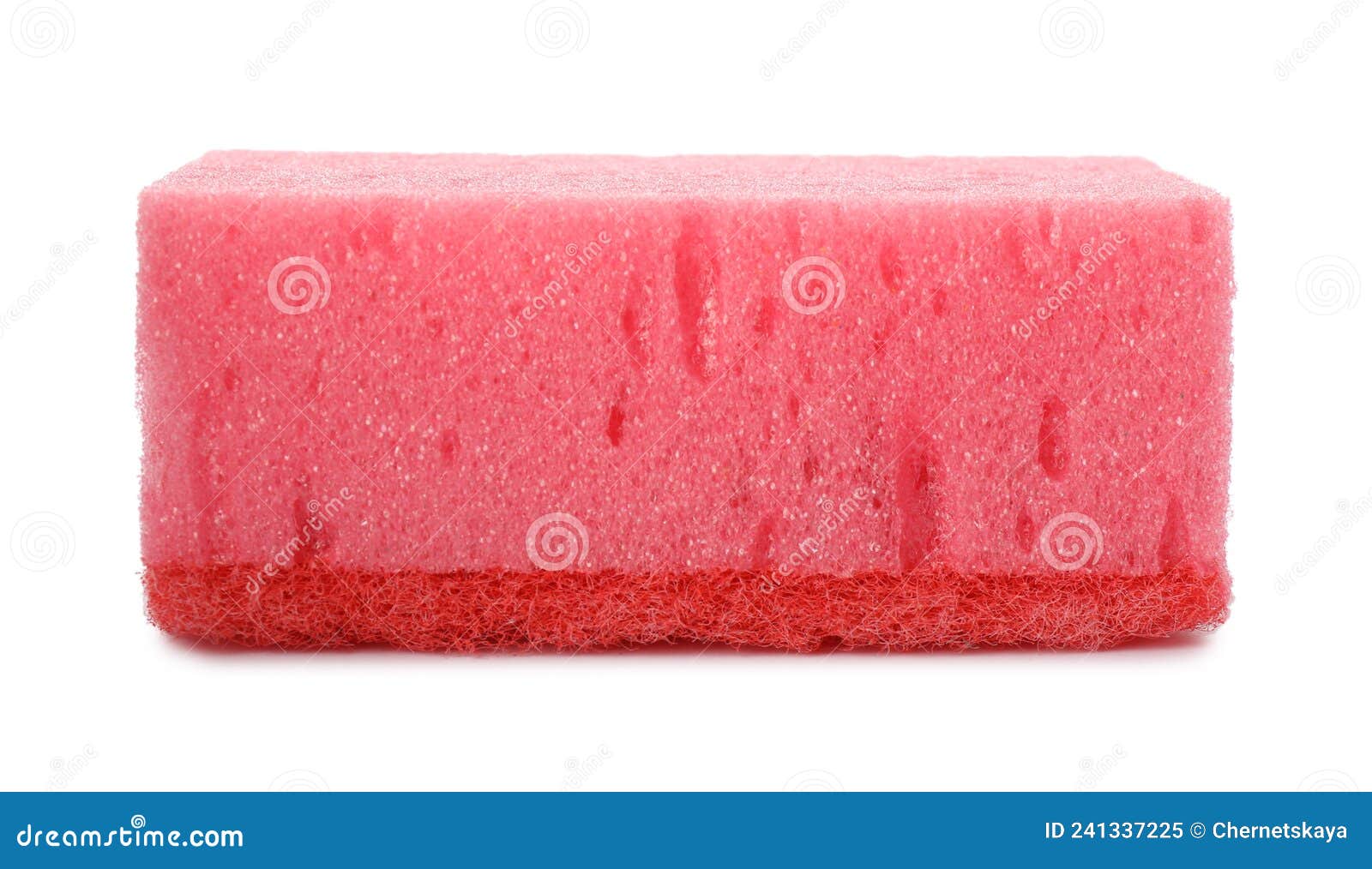 Pink Cleaning Sponge with Abrasive Red Scourer Isolated on White Stock ...