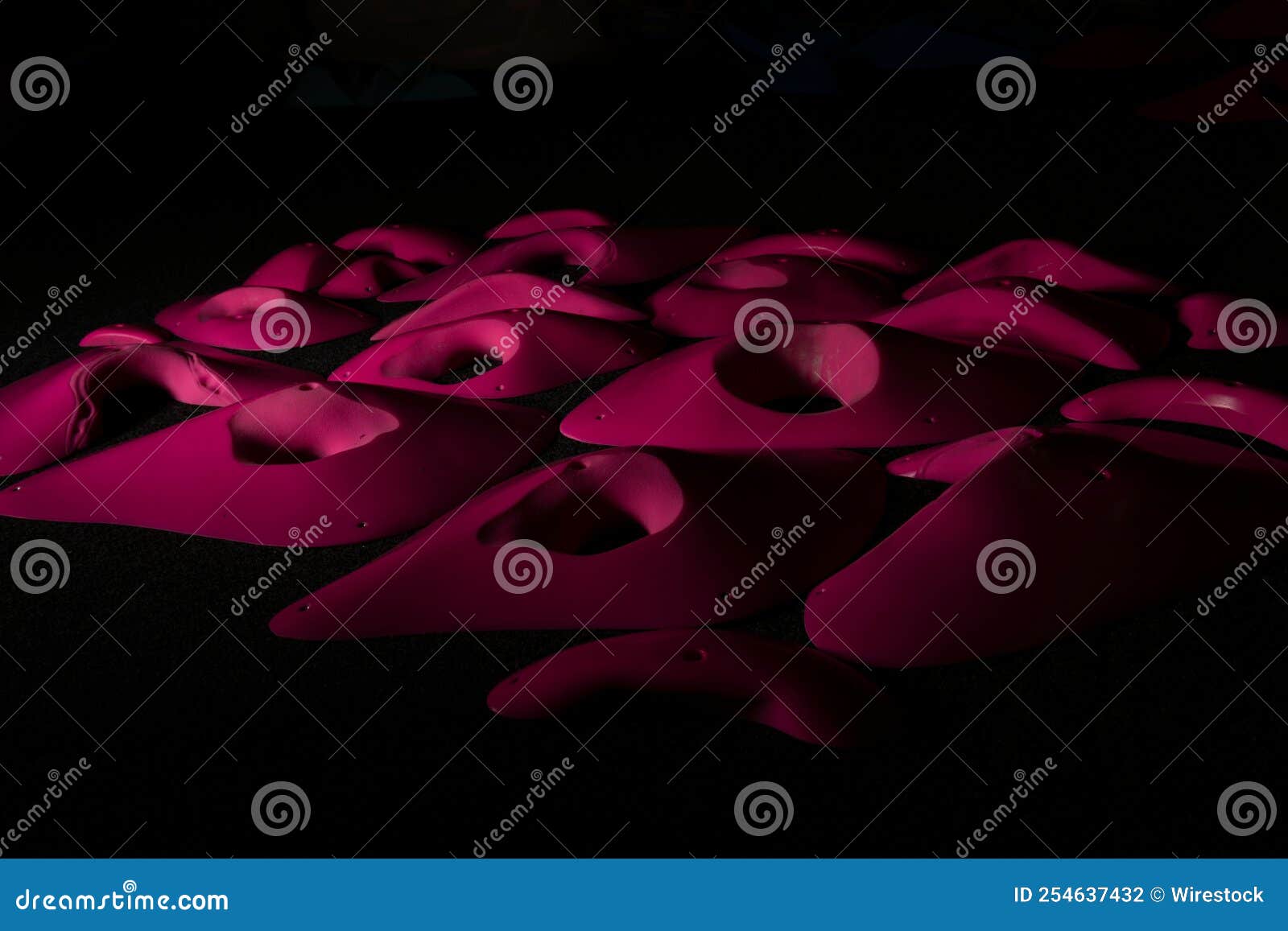Pink Climbing Holds in the Bouldering Gym Stock Photo - Image of sport ...
