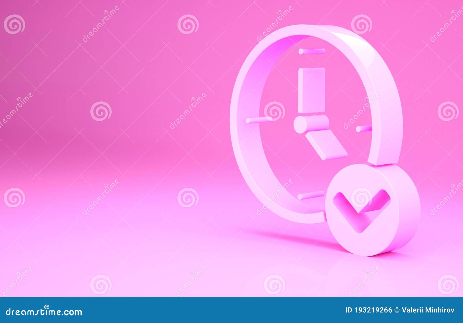 Pink Clock Icon Isolated on Pink Background. Time Symbol. Minimalism ...