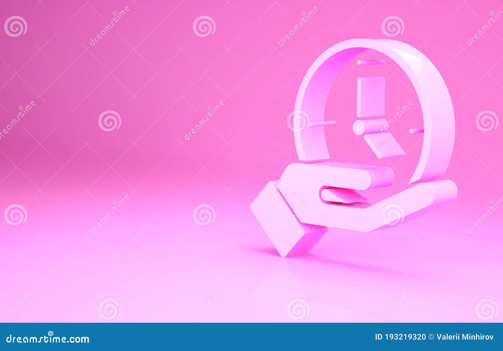 Pink Clock Icon Isolated on Pink Background. Time Symbol. Minimalism ...