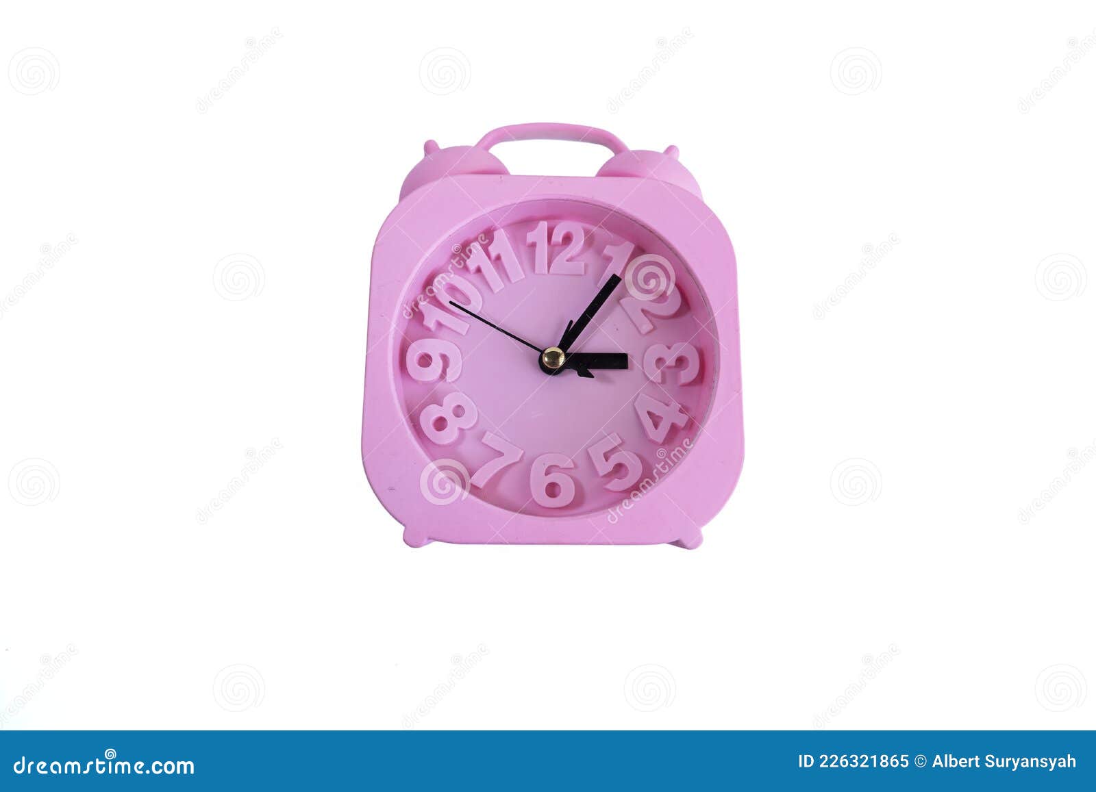 Pink Clock Isolated on White Background. Wall Clock Stock Image - Image ...