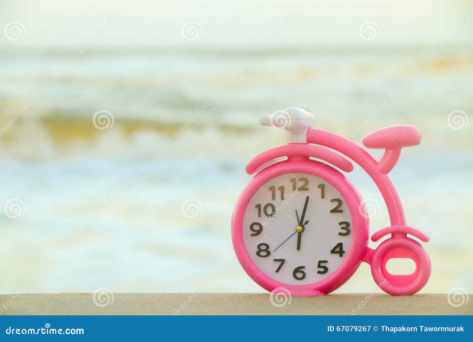 Pink clock on sand stock image. Image of concept, sandy - 67079267