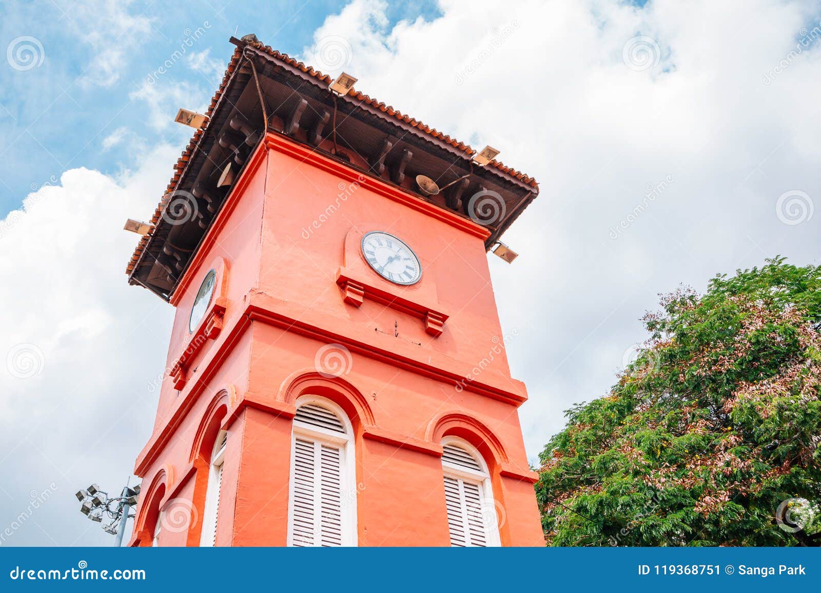 Clock Tower at Dutch Square in Malacca, Malaysia Stock Image - Image of ...