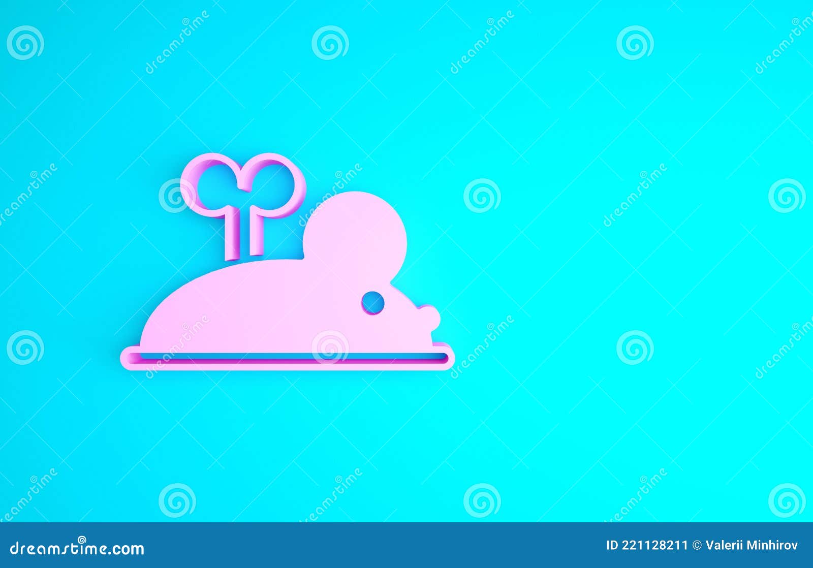 Pink Clockwork Mouse Icon Isolated on Blue Background. Wind Up Mouse ...
