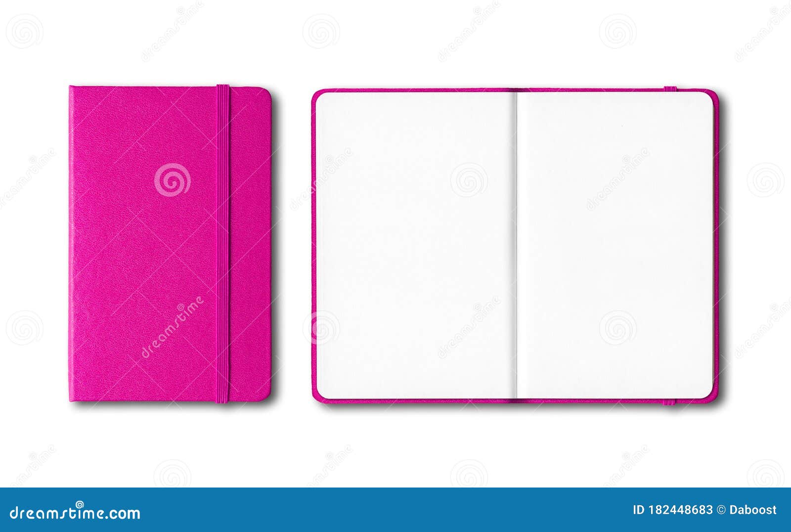 Pink Closed and Open Notebooks Isolated on White Stock Image - Image of ...