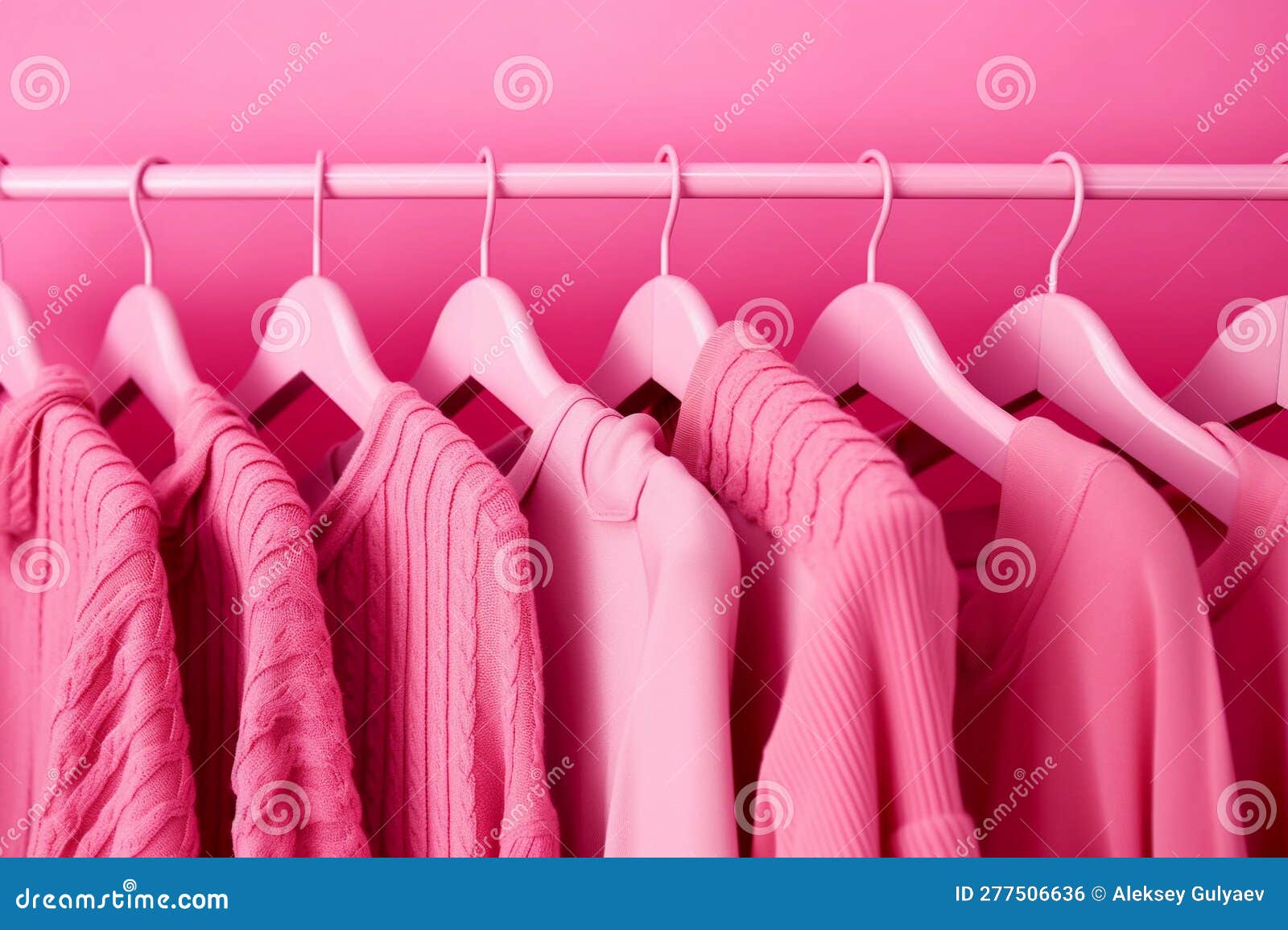 Pink Clothes Hang on a Rack with One of Them Pink Stock Illustration ...