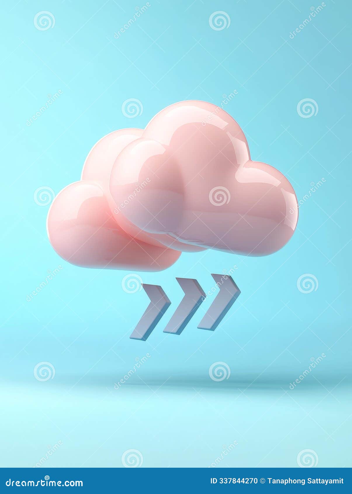 Pink Cloud Icon with Downward Arrows Symbolizing Data Storage Download ...