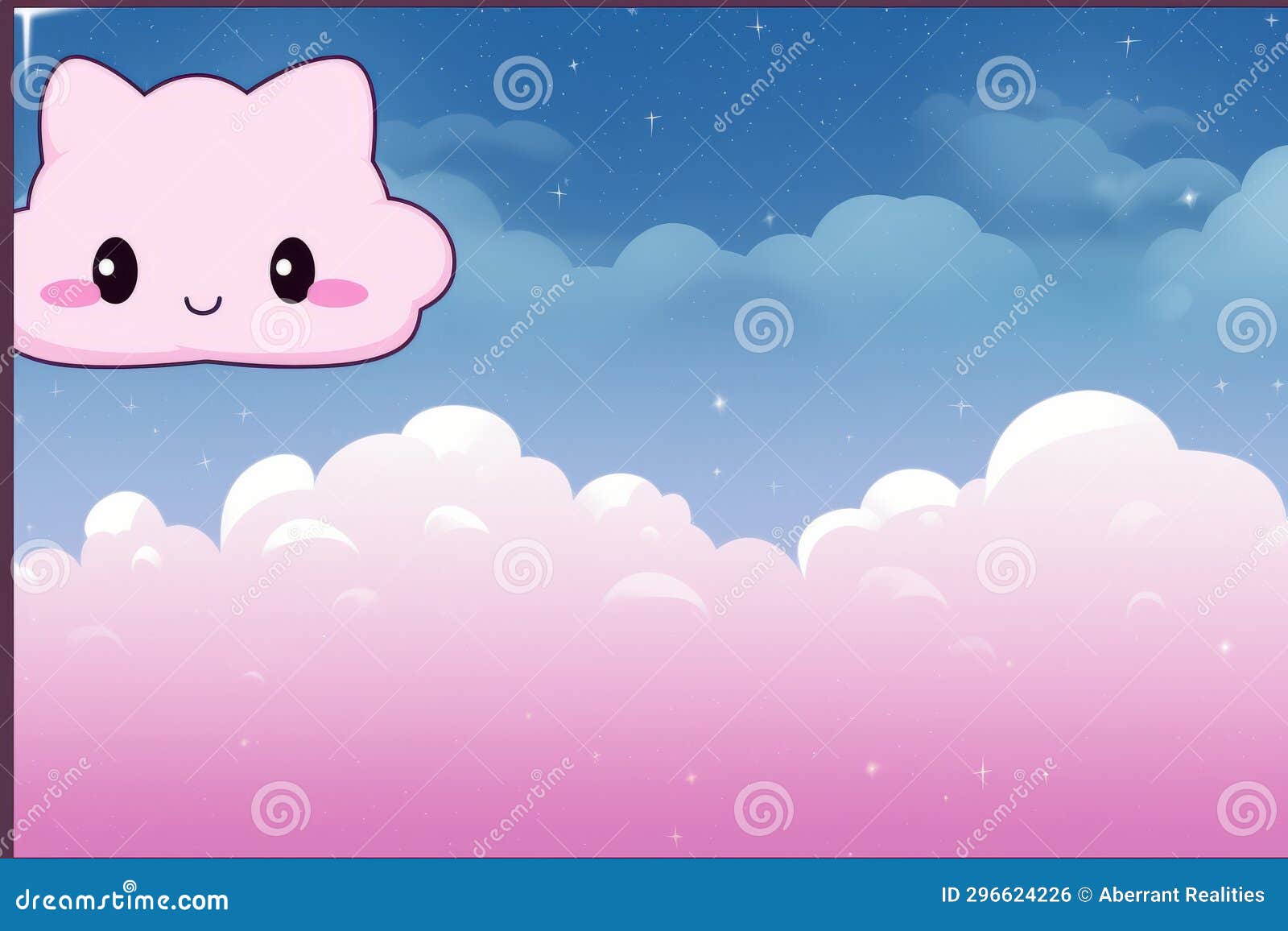 A Pink Cloud with a Smiley Face in the Sky Stock Illustration ...