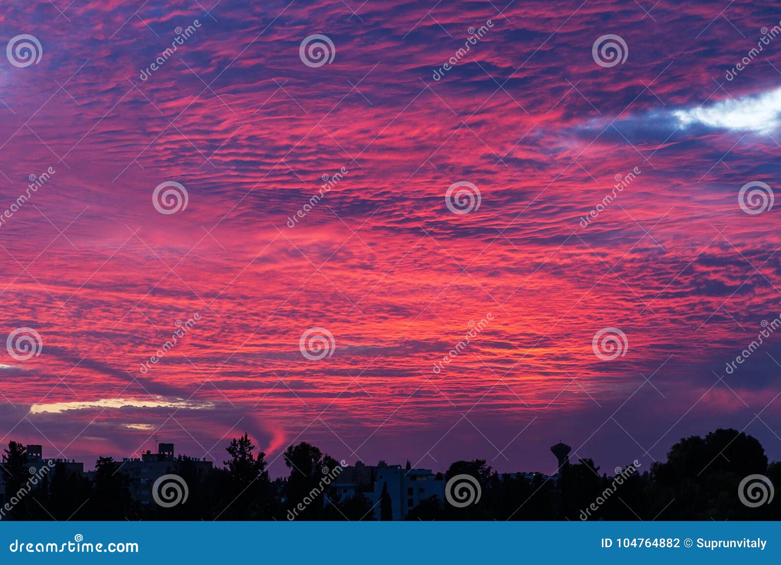 Pink Clouds in the Blue Sky. Stock Photo - Image of light, beauty ...