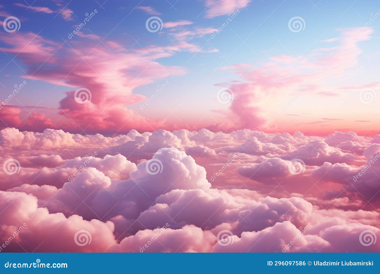Pink Clouds on the Blue Sky. Generated by Artificial Intelligence Stock ...