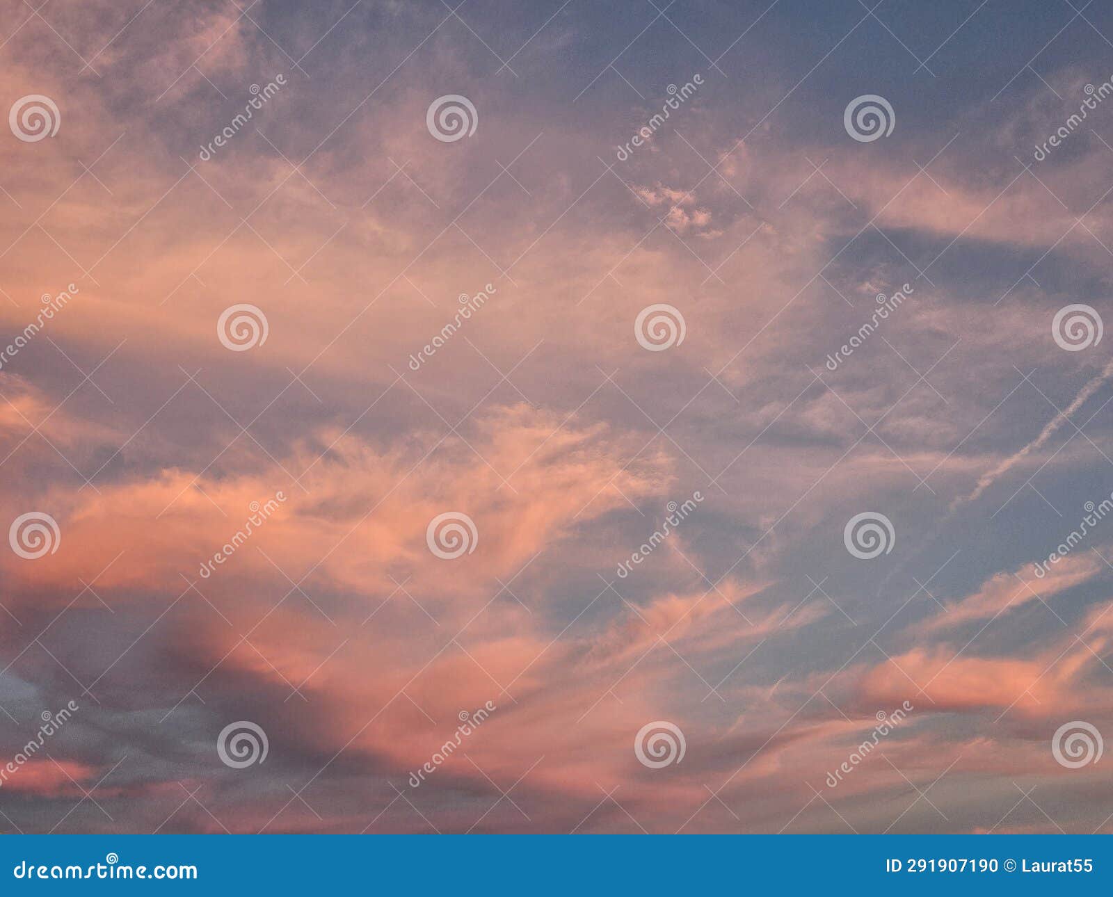 Natural Beauty at Sunset! Pink Clouds in a Blue Sky! Stock Photo ...
