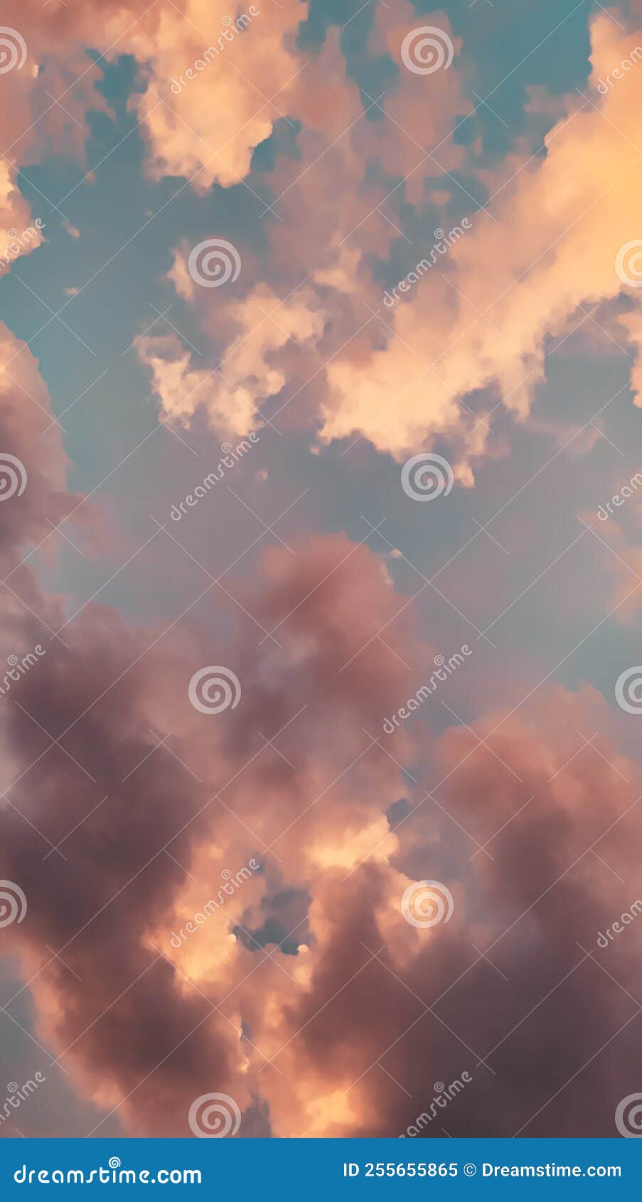 Pink clouds and blue sky stock image. Image of clouds - 255655865