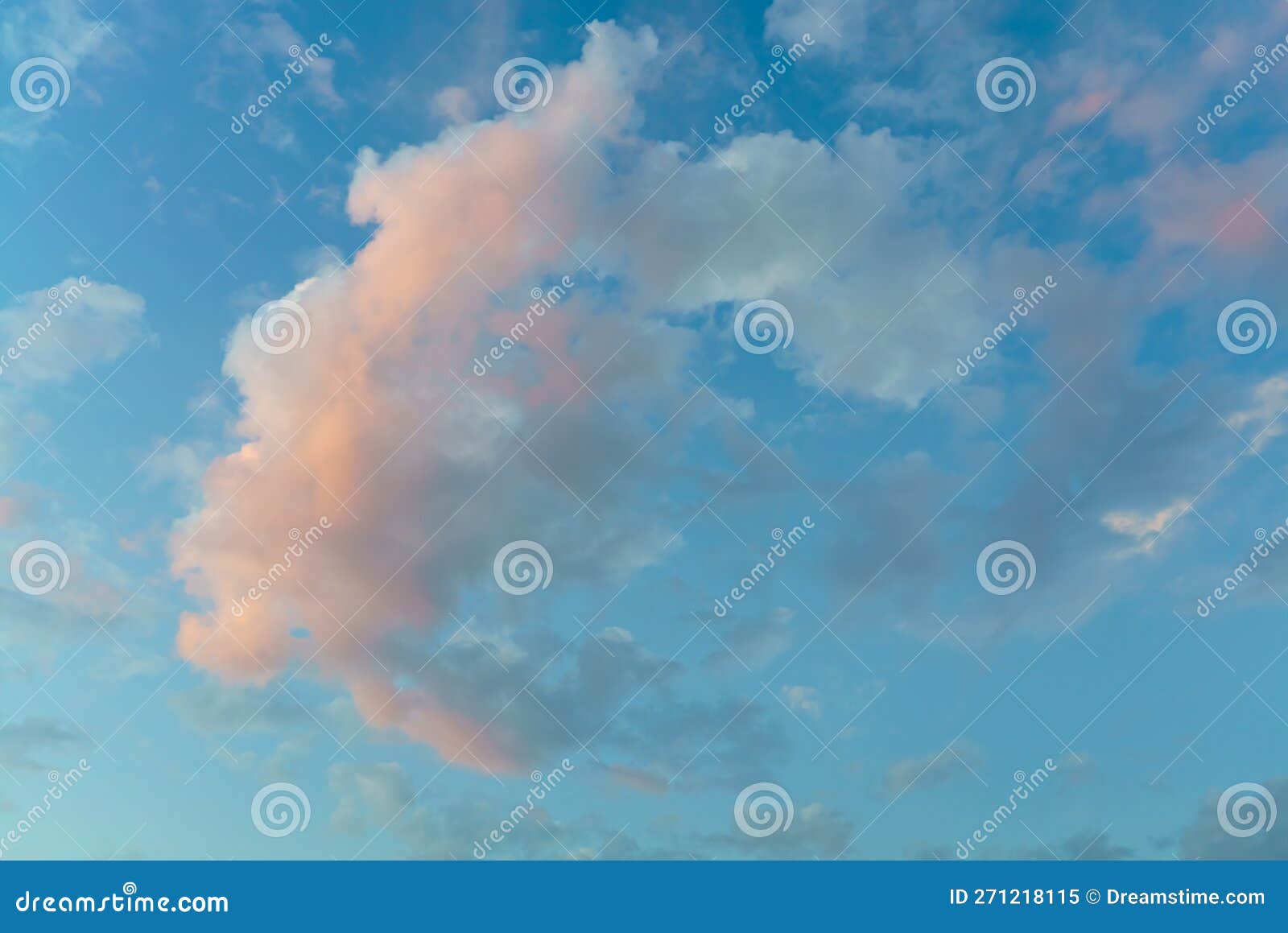 Pink Clouds in the Blue Sky at Sunrise Stock Image - Image of horizon ...