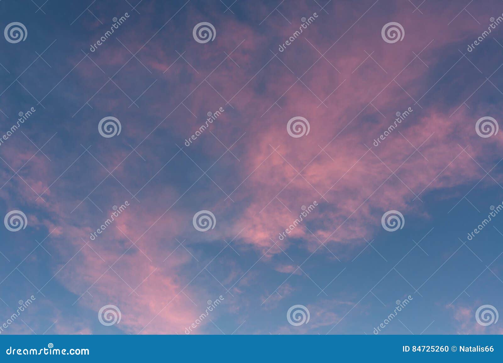 Pink Clouds on Blue Sky at Sunset in Summer. Stock Photo - Image of ...
