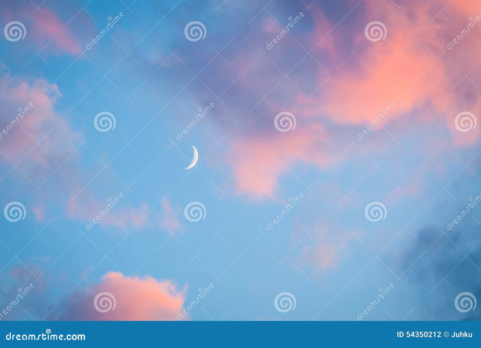Pink Clouds and Moon Heaven Stock Photo - Image of detail, light: 54350212