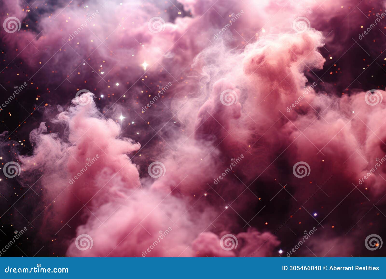 Pink Clouds in the Sky with Stars in the Background Stock Illustration ...