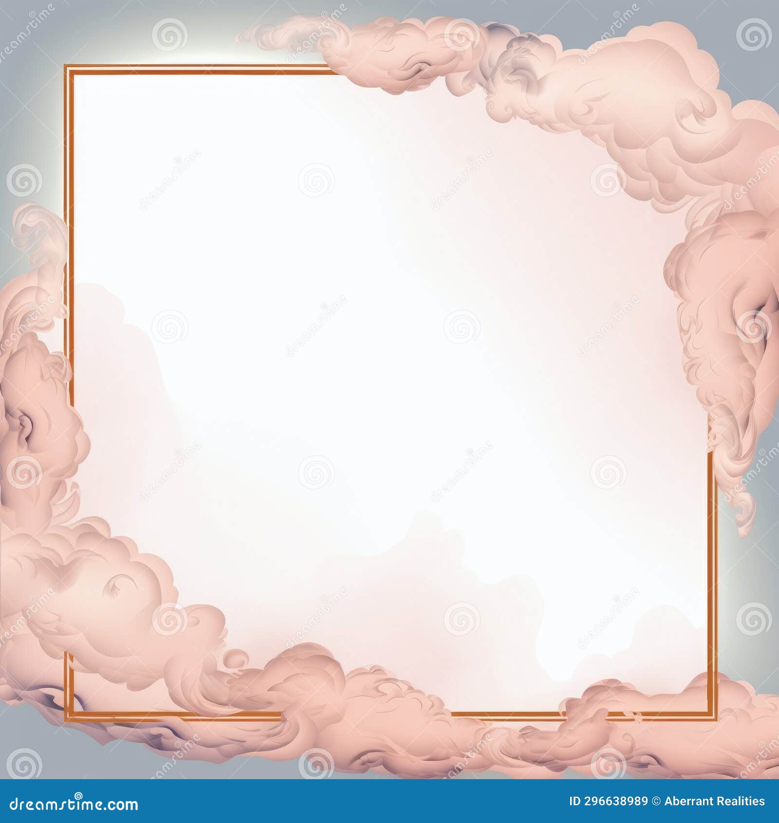 Pink Clouds with a Square Frame on a Gray Background Stock Illustration ...