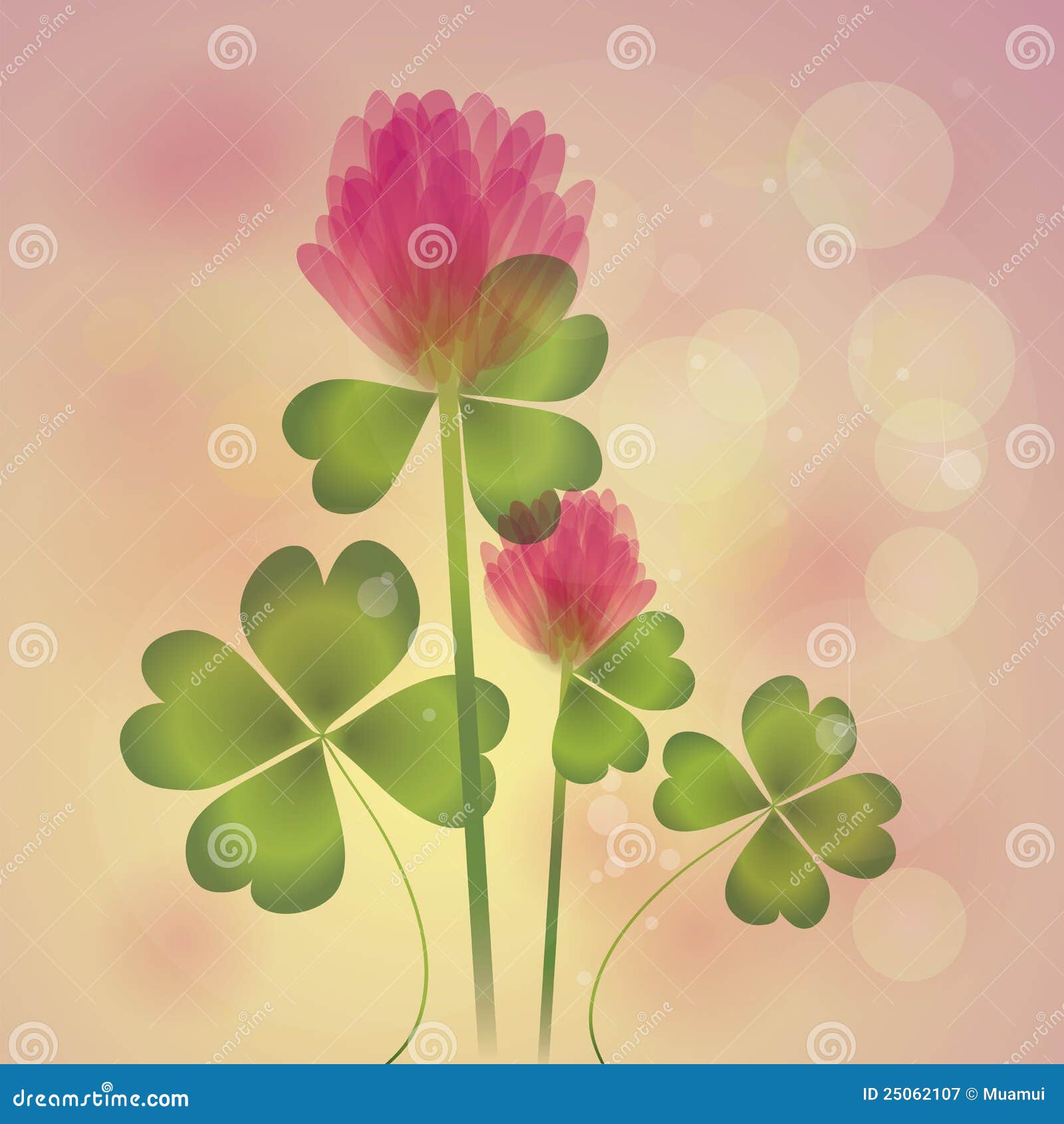 Pink Clover stock vector. Illustration of grass, female - 25062107