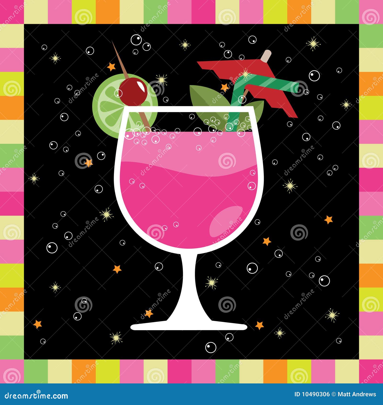 Pink cocktail number 2 stock vector. Illustration of stick - 10490306