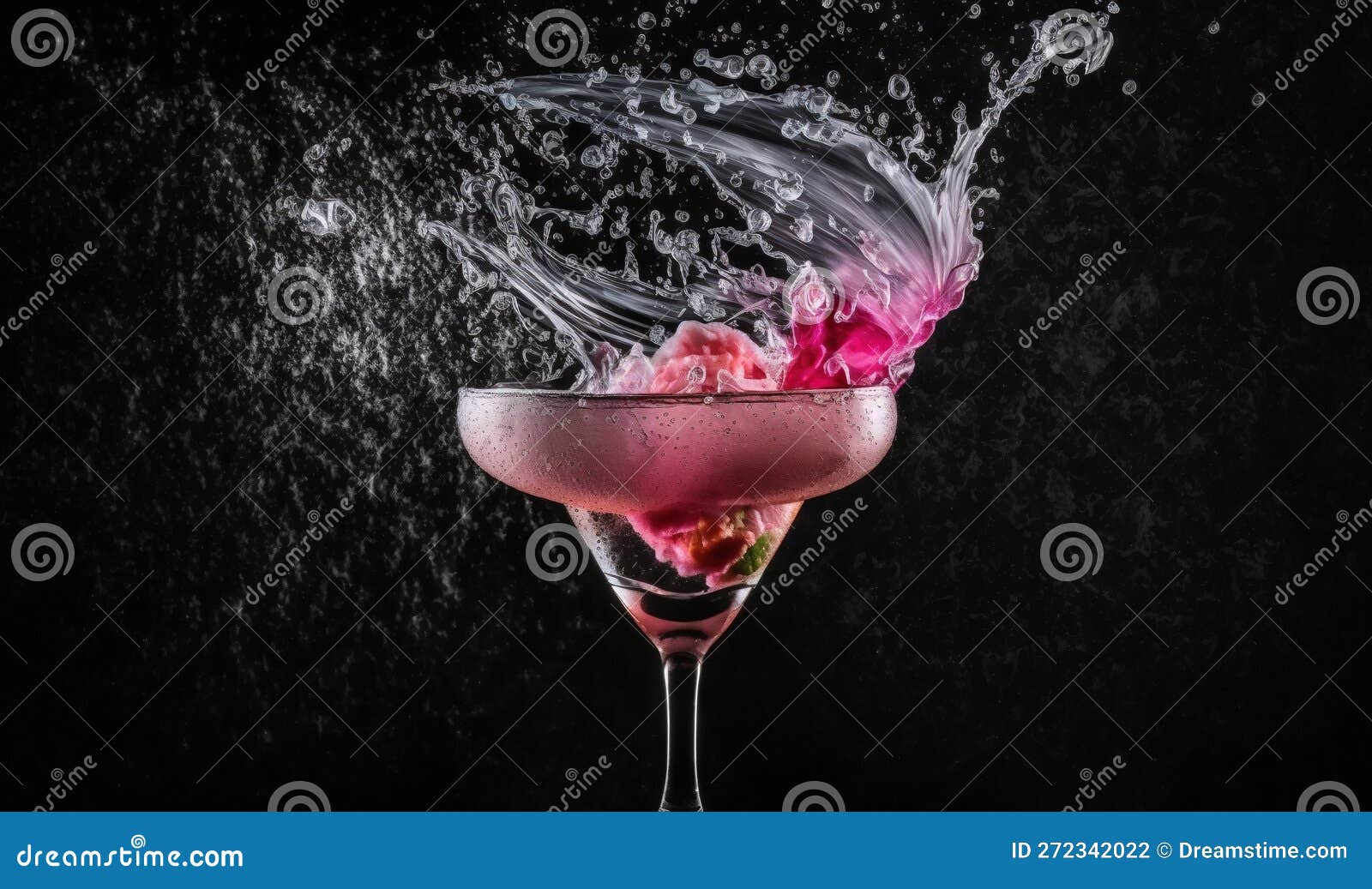 A Pink Cocktail with a Splash of Water on the Rim Stock Illustration ...