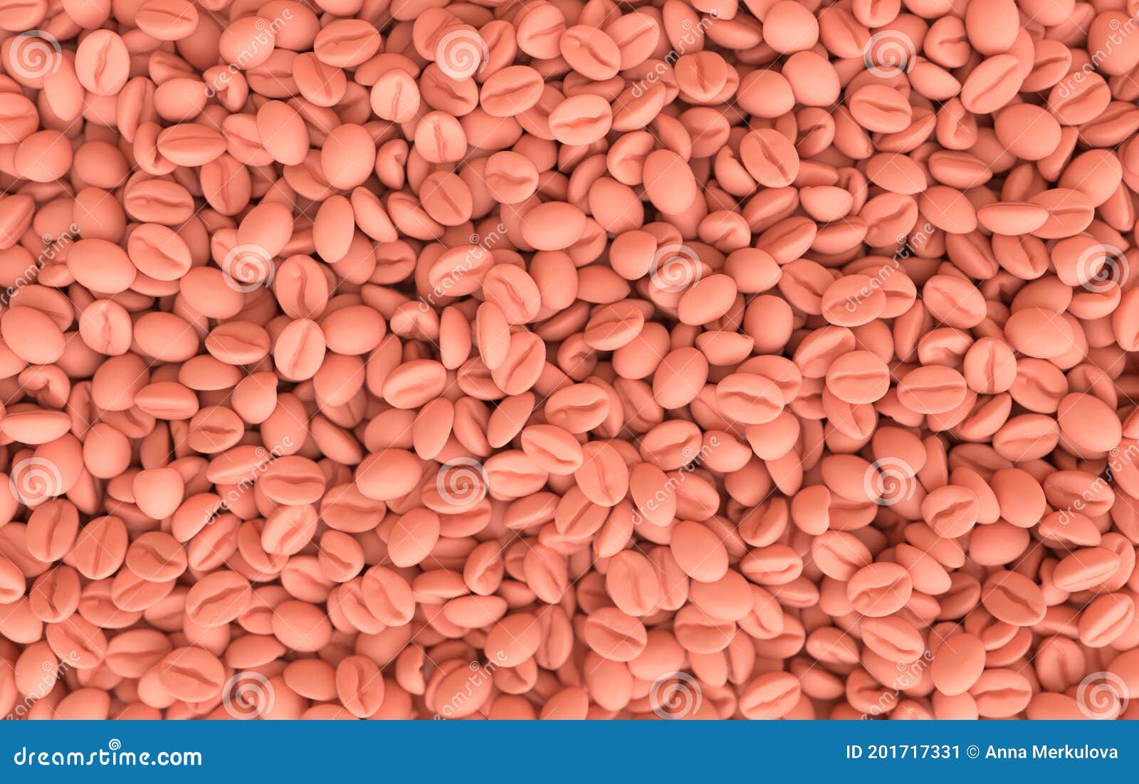 Pink Coffee Beans 3d Rendering Background. Masses of Coffee Beans Close ...