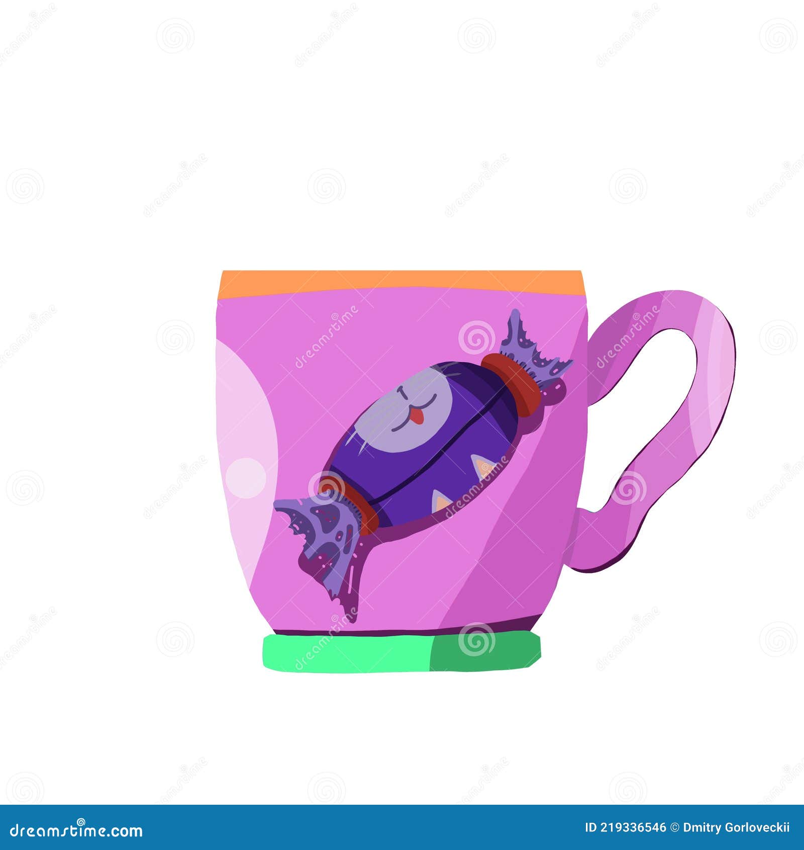 Pink Coffee Mug with Candy on Board. Stock Illustration - Illustration ...