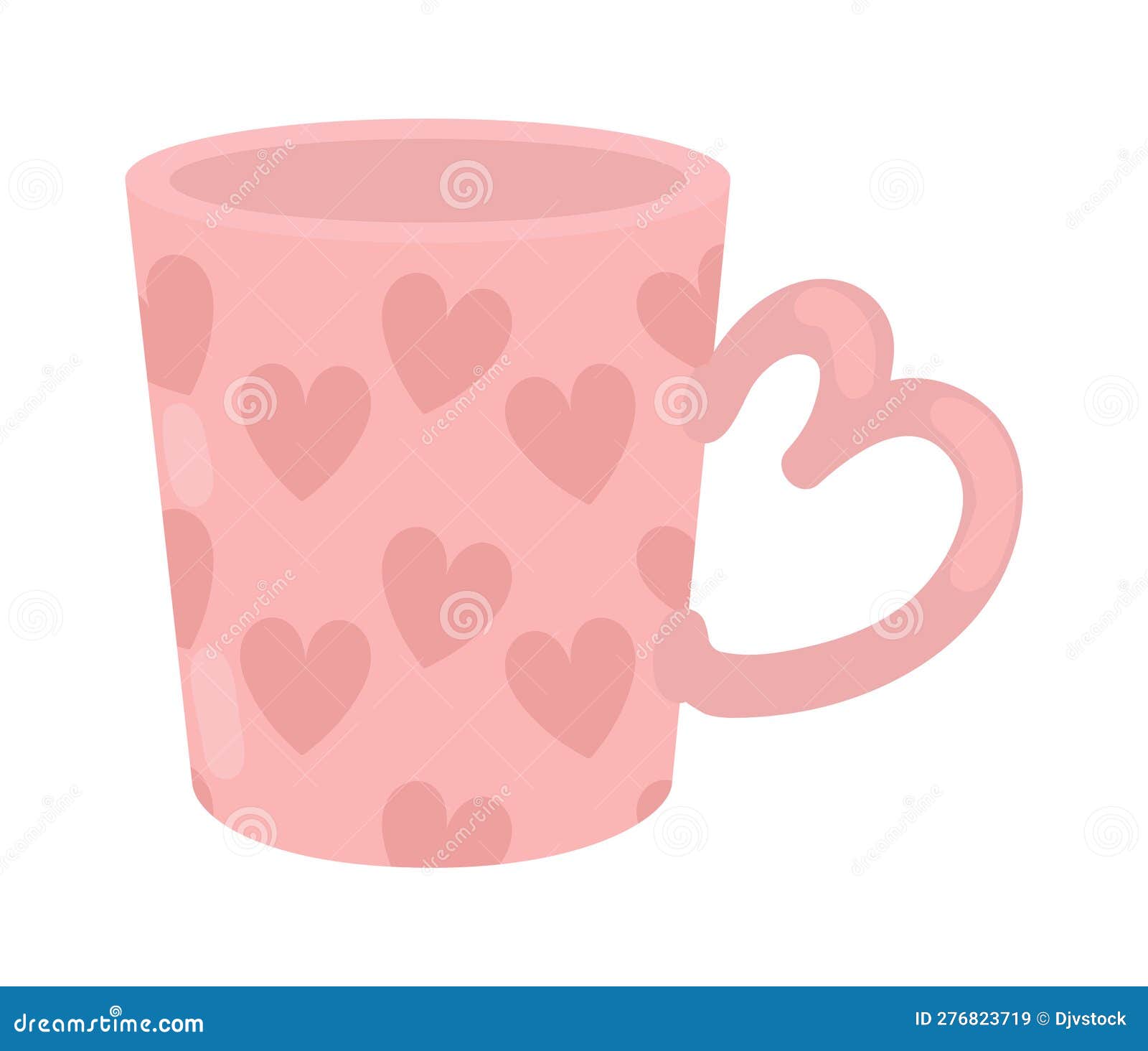 Pink Cup Of Coffee With Foam. Vector Illustration Of Espresso ...