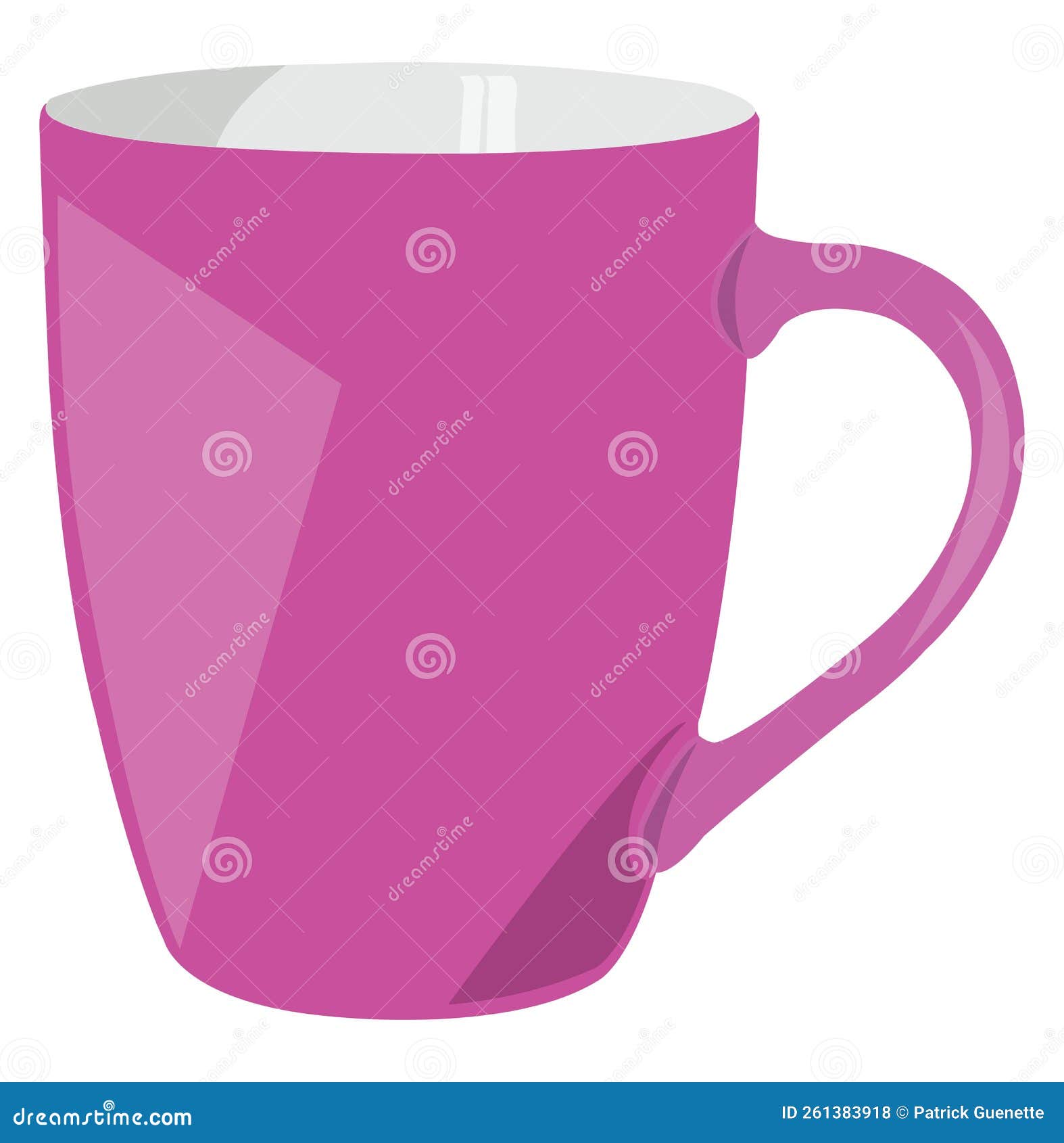Pink coffee mug, icon stock vector. Illustration of graphic - 261383918