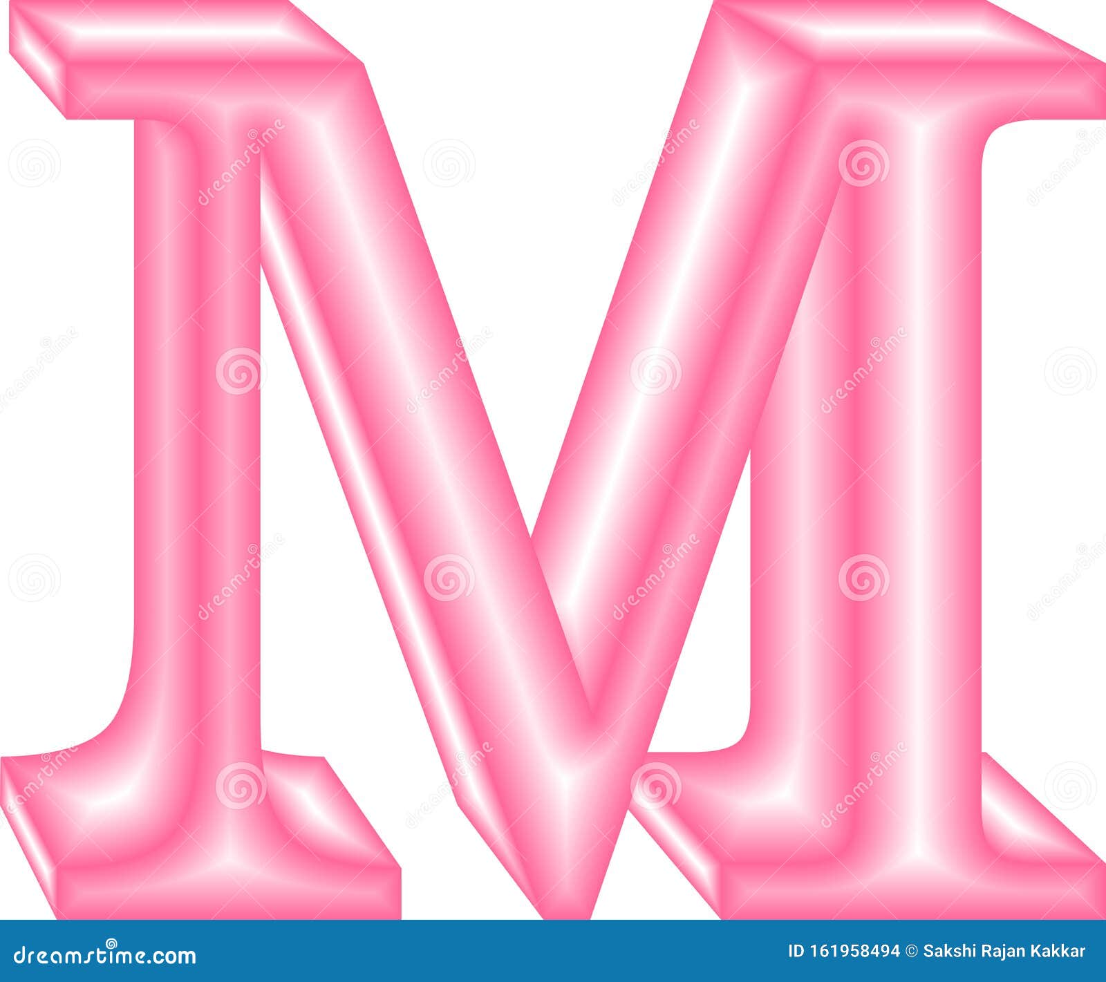 Pink Color Alphabet M with 3d Effect Isolated on White Surface ...