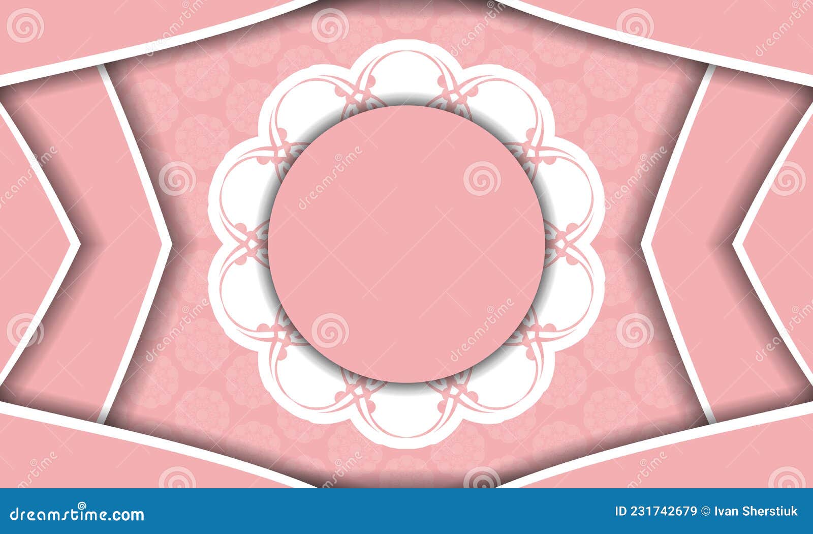 Pink Color Banner Template with Abstract White Pattern for Logo Design ...