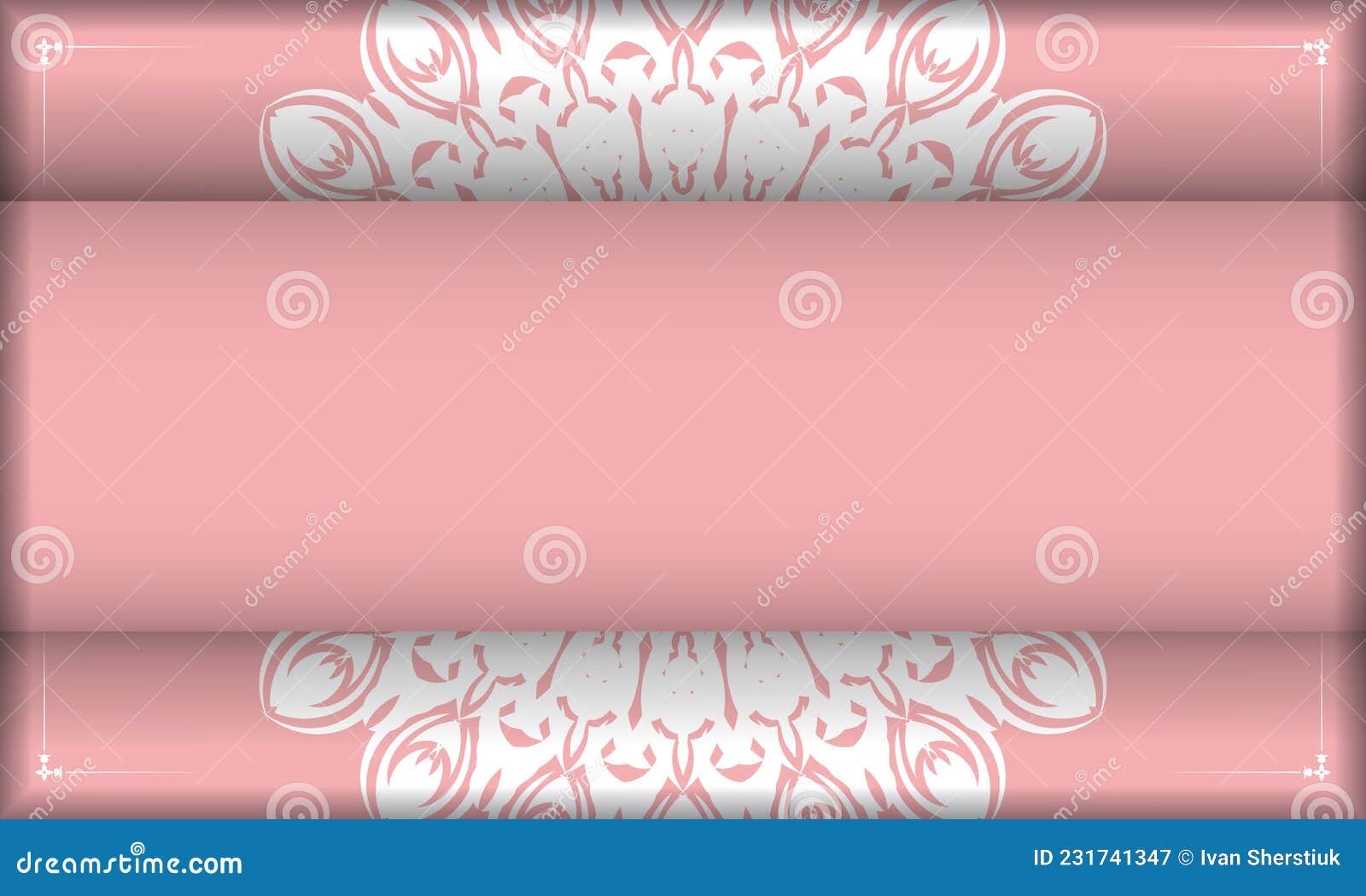 Pink Color Banner Template with Greek White Pattern for Design Under ...