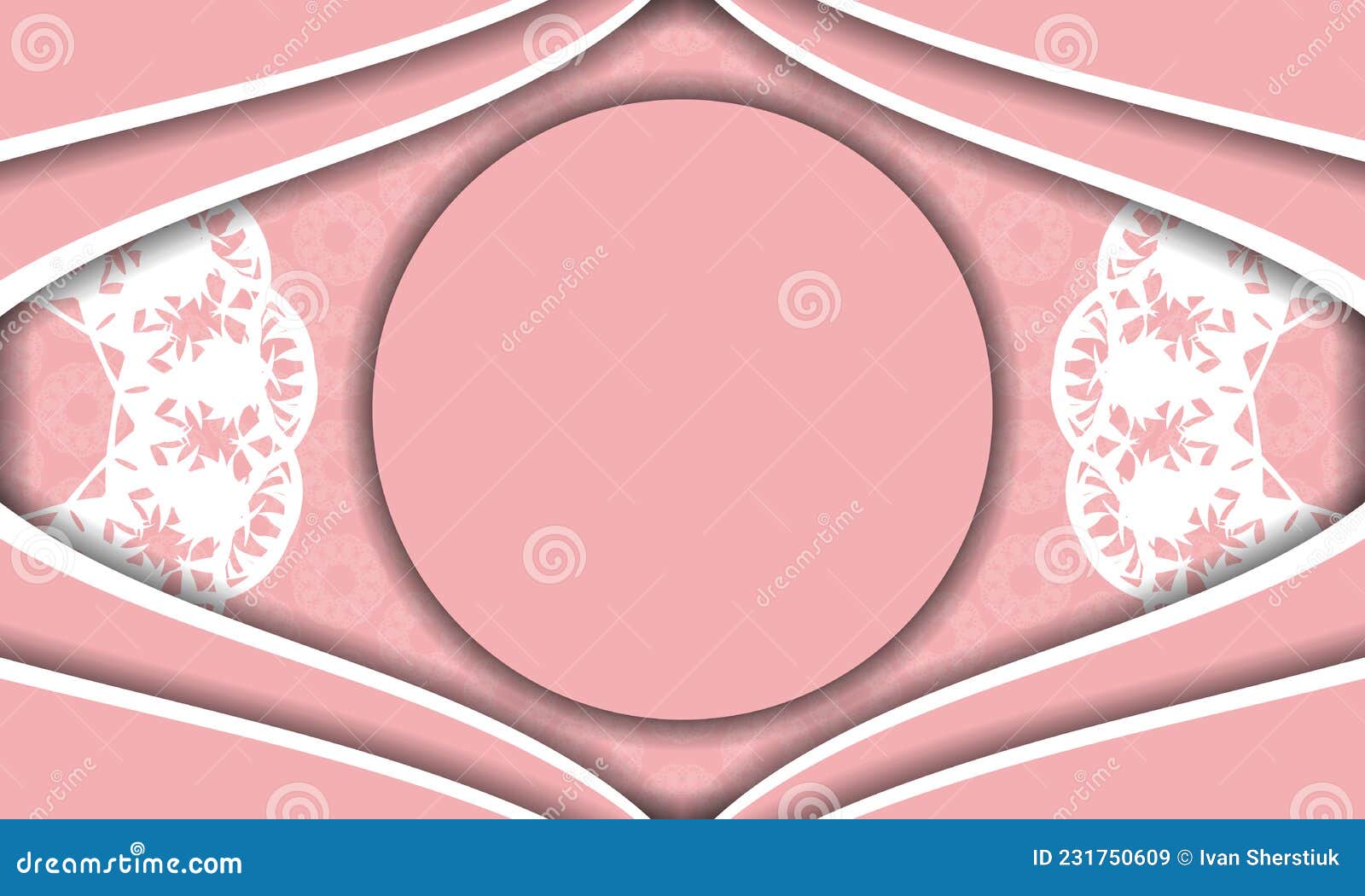 Pink Color Banner Template with Luxury White Pattern for Logo or Text ...