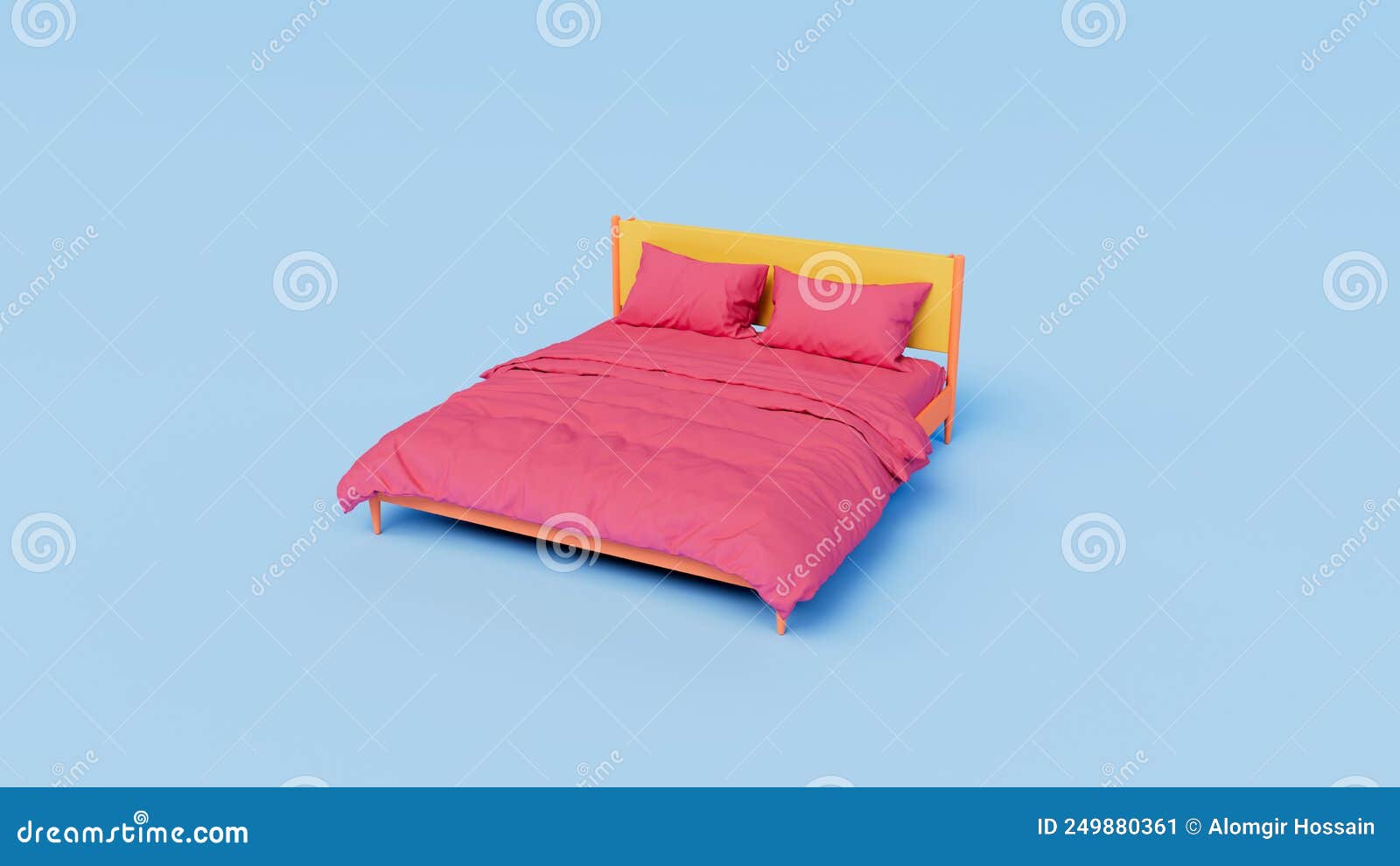 Pink Color Bed 3d Render Illustration Stock Illustration - Illustration ...