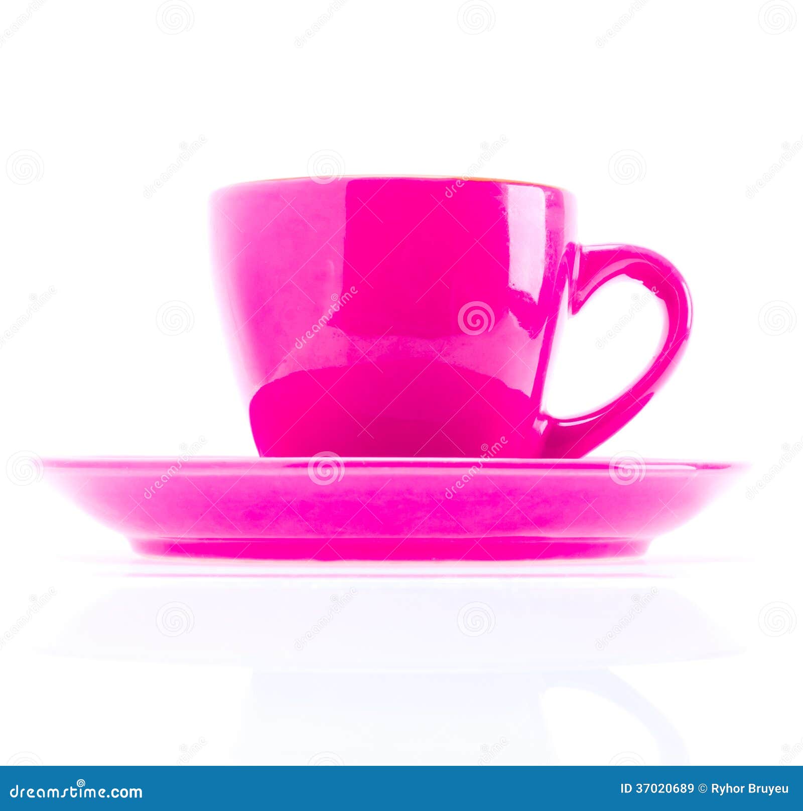 Pink Color Cup on Plate stock image. Image of blank, cafe - 37020689
