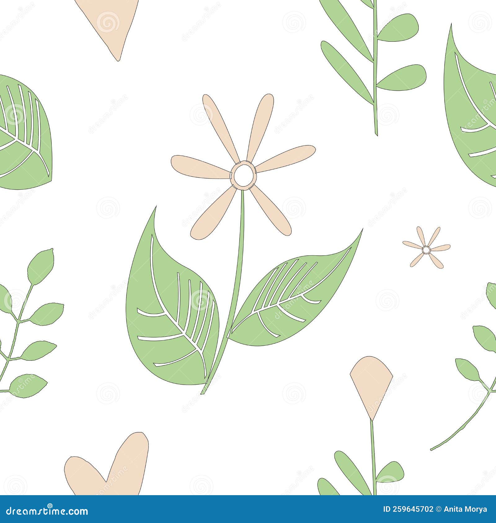 Pink Color Floral and Leaf Shape Seamless Pattern Stock Illustration ...
