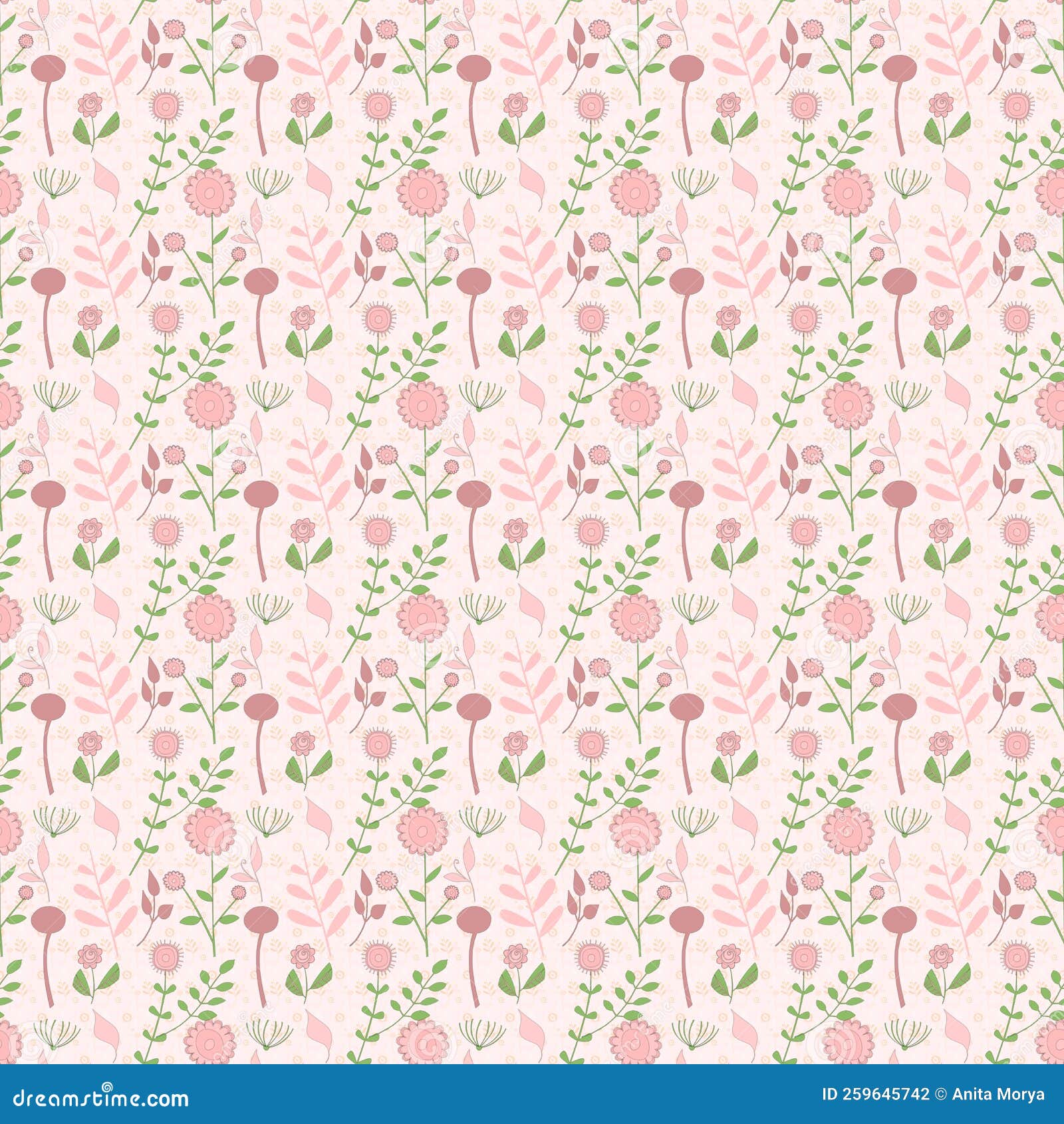 Pink Color Floral Shape Seamless Pattern Stock Illustration ...