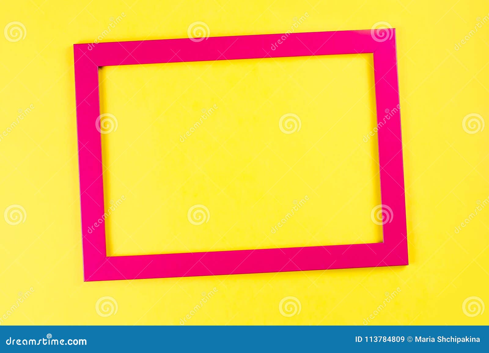 Pink Color Frame on Bright Yellow Background. Stock Image - Image of ...