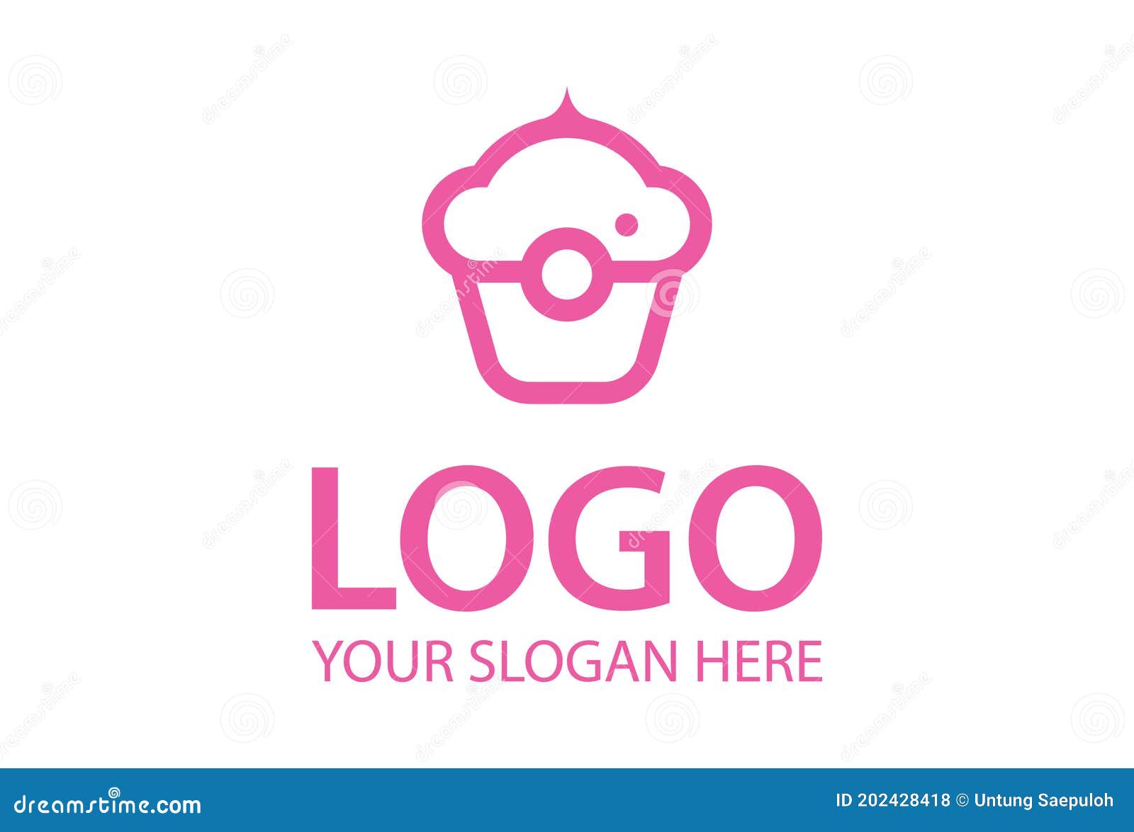 Pink Color Line Art Cupcake Logo Design Stock Vector - Illustration of ...
