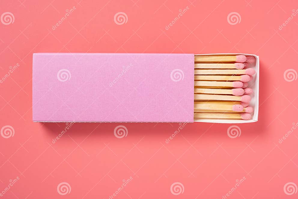 A Pink Color Matchbox and Pink Match Sticks on a Pink Background Stock ...